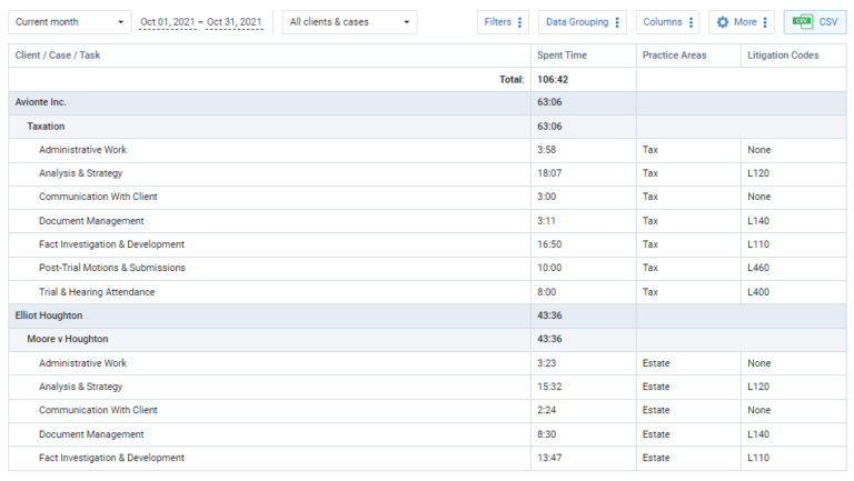 Law Firm Time Tracking with actiTIME