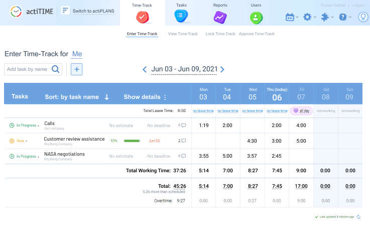 Managing Timesheets in actiTIME