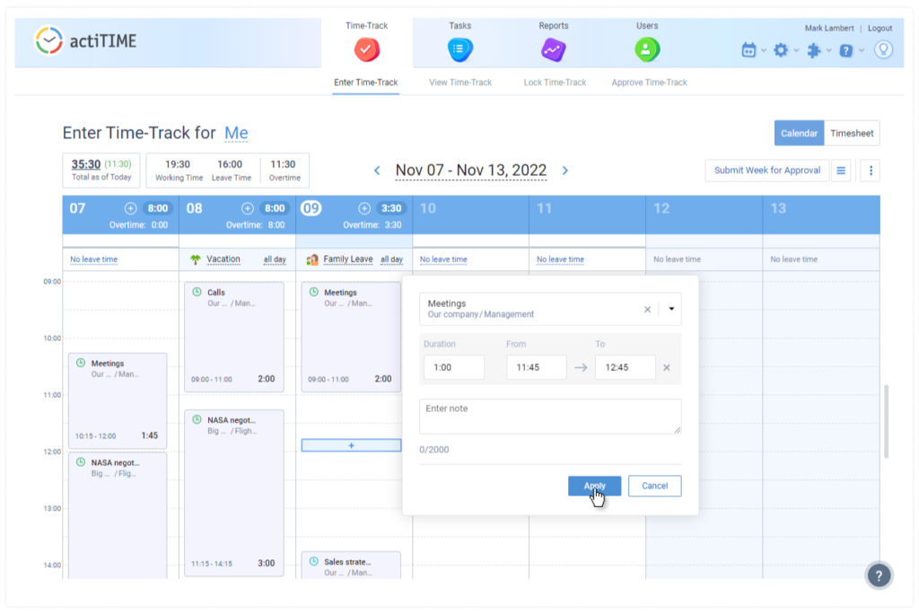 Managing Timesheets in actiTIME