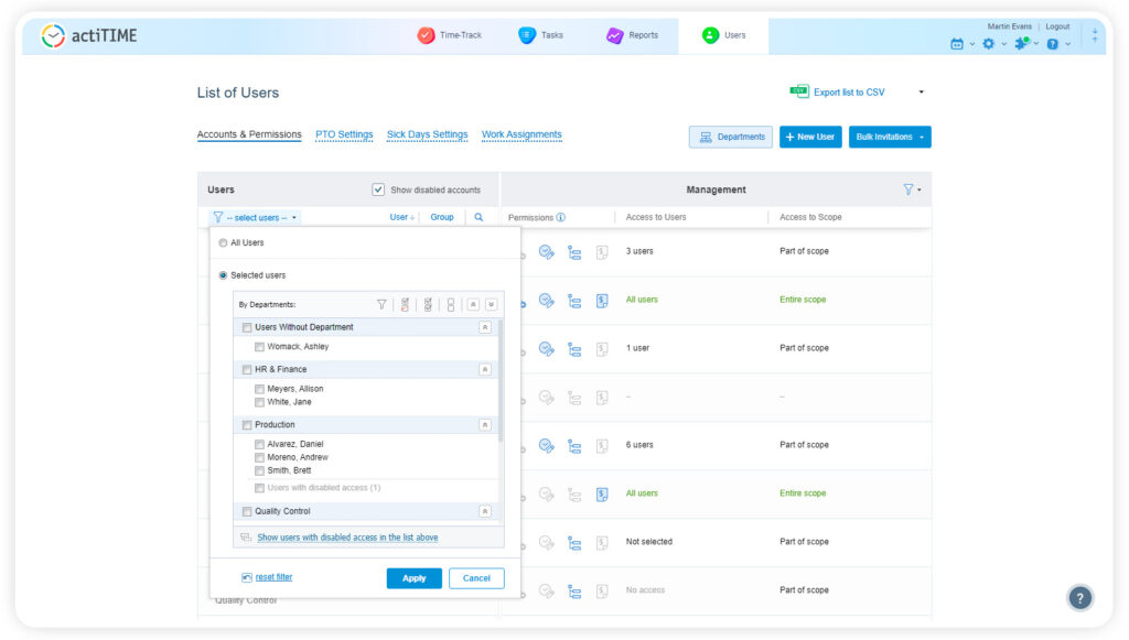 Managing Users’ Account Data